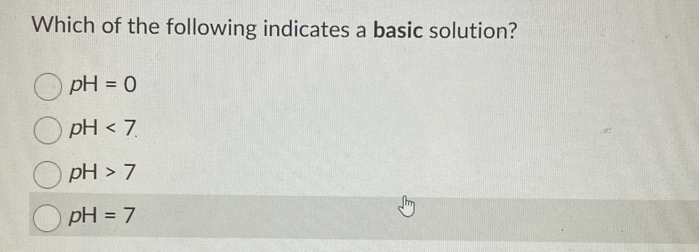 Solved Which of the following indicates a basic | Chegg.com