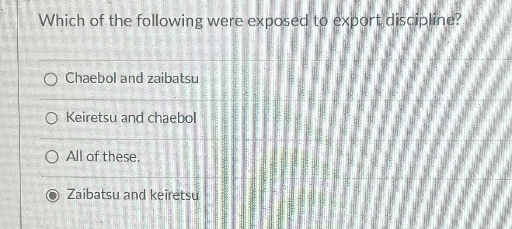 Solved Which of the following were exposed to export | Chegg.com