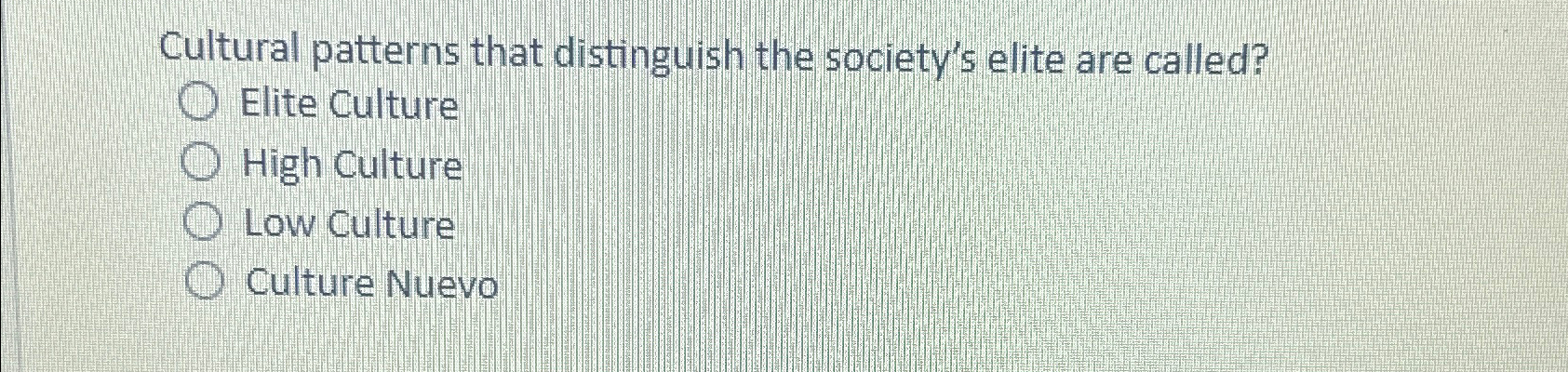Solved Cultural patterns that distinguish the society's | Chegg.com