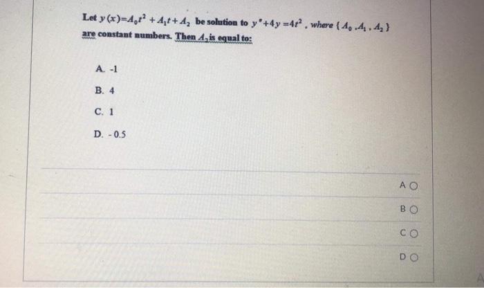 Solved Consider The Second Order Linear Equation With