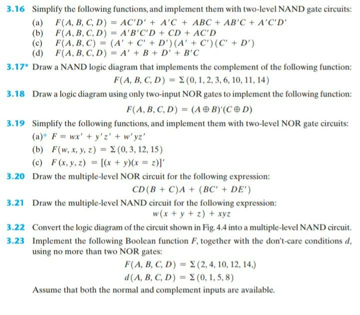 Solved Digital logic design - 3.16(c) and 3.23 only * | Chegg.com