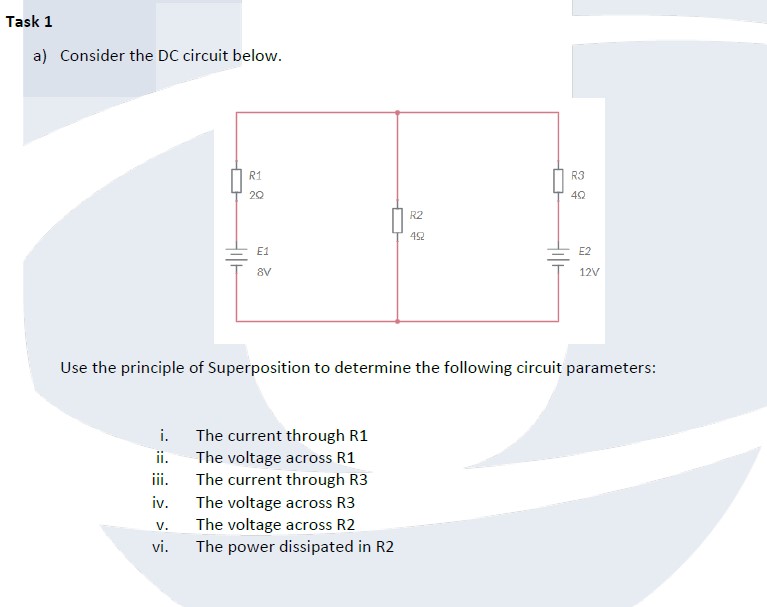 Solved Task 1a) ﻿Consider the DC circuit below.Use the | Chegg.com