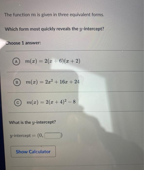 Solved The function m is given in three equivalent forms. | Chegg.com