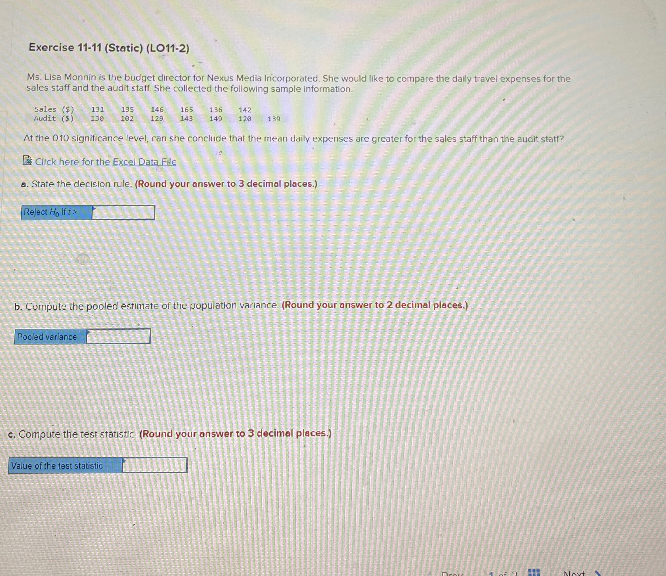 Solved Exercise 11-11 (Static) (LO11-2)Ms. ﻿Lisa Monnin is | Chegg.com