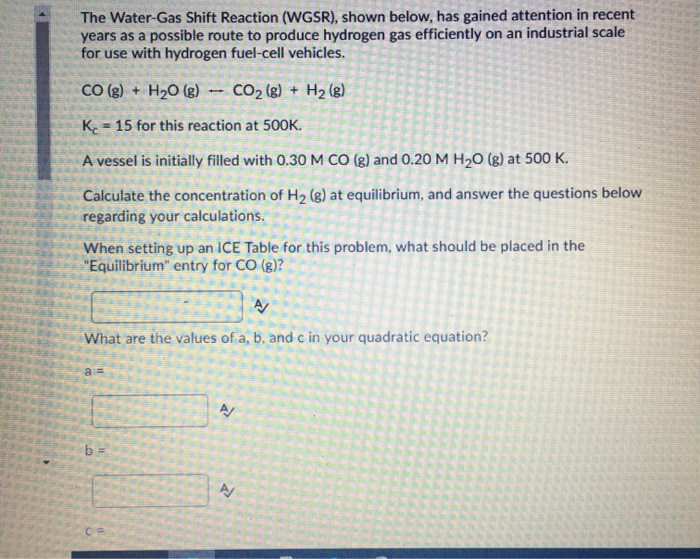 Solved The Water-Gas Shift Reaction (WGSR), shown below, has | Chegg.com