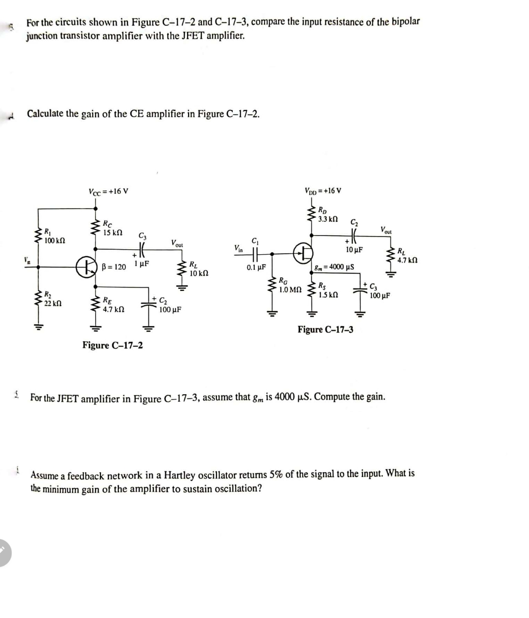 Solved For the circuits shown in Figure C-17-2 and C-17-3, | Chegg.com