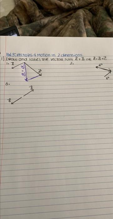 Solved HW 3 ; vectors a Motion in 2 dimensions Draw and | Chegg.com