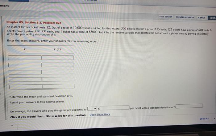 Solved ment PULL SCREEN PRINTER VERSION BACK NEXT Chapter | Chegg.com
