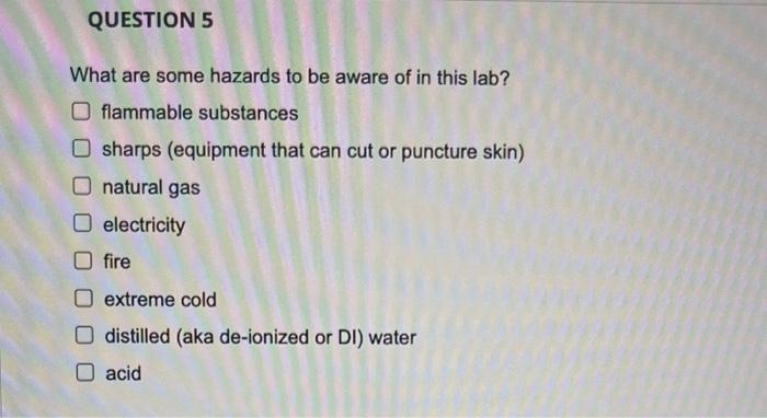 Solved What are some hazards to be aware of in this lab? | Chegg.com