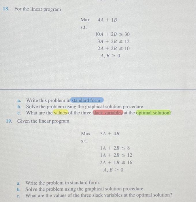 Solved 18. For the linear program Max s.t. | Chegg.com