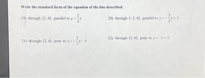 Write the standard form of the equation of the line | Chegg.com