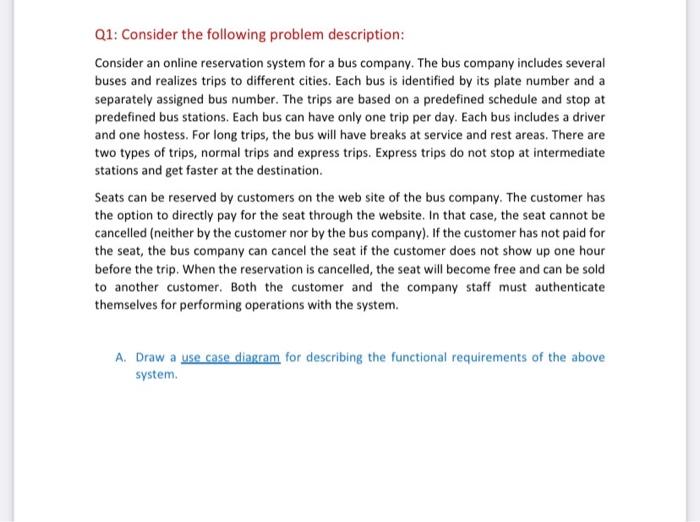 Solved Q1: Consider the following problem description: | Chegg.com