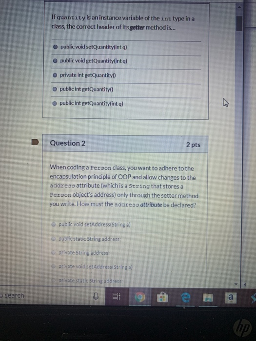 Solved If quantity is an instance variable of the int type | Chegg.com