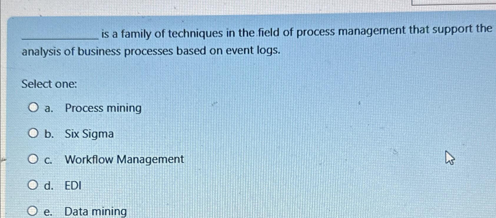 Solved is a family of techniques in the field of process | Chegg.com