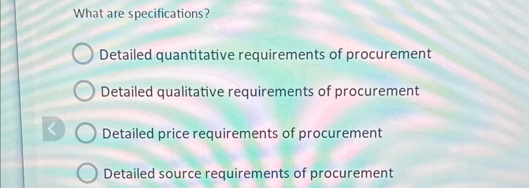 Solved What are specifications?Detailed quantitative | Chegg.com
