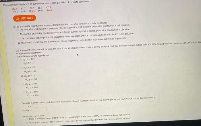 Solved The accompanying data is on cube compressive strength | Chegg.com