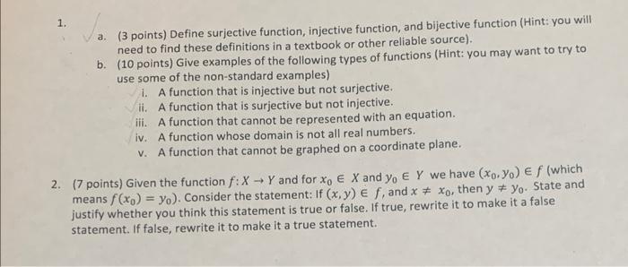 Solved A 3 Points Define Surjective Function Injective
