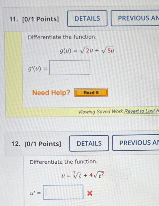 Solved 11. [0/1 Points ] Differentiate the function. | Chegg.com