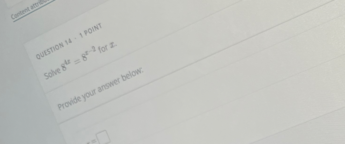 Solved Solve 84x=8x-2 for x. provideyour an swer below. | Chegg.com