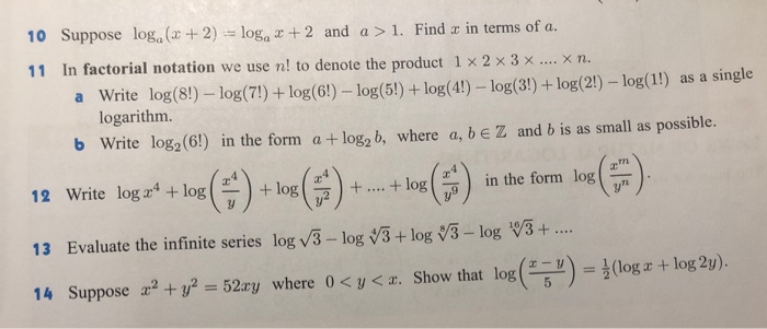 Solved 10 11 Suppose log. (x+2) = log, 2+2 and a > 1. Find x | Chegg.com