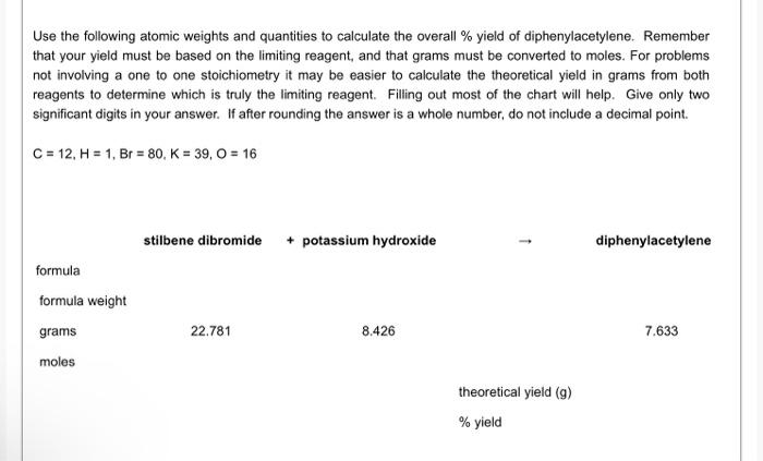 Solved Use the following atomic weights and quantities to | Chegg.com