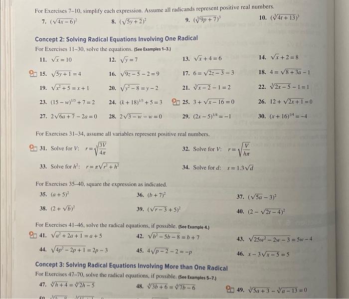 Solved For Exercises 7-10, simplify each expression. Assume | Chegg.com