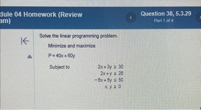 Solved dule 04 Homework (Review am) K Solve the linear | Chegg.com