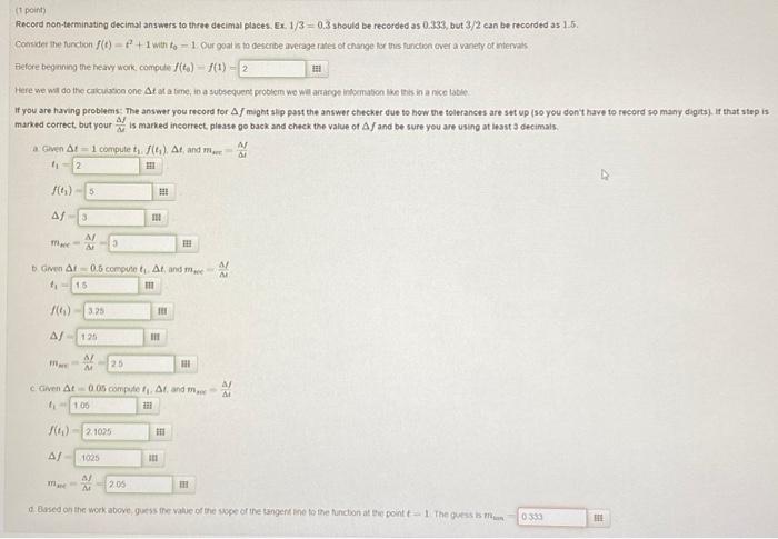 Solved (1 point Record non-terminating decimal answers to | Chegg.com