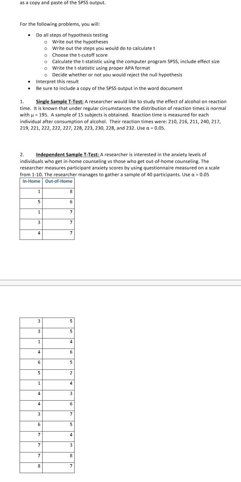 Solved For the following problems, you will: - Do all steps | Chegg.com