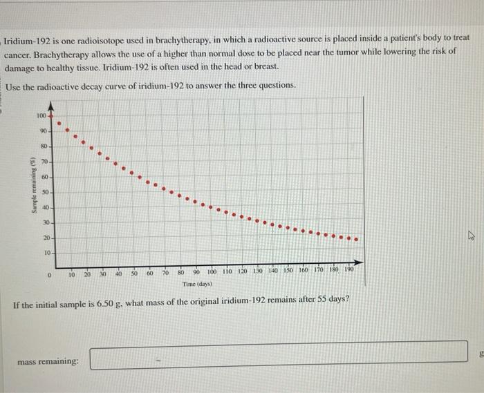 Solved Iridium-192 is one radioisotope used in | Chegg.com