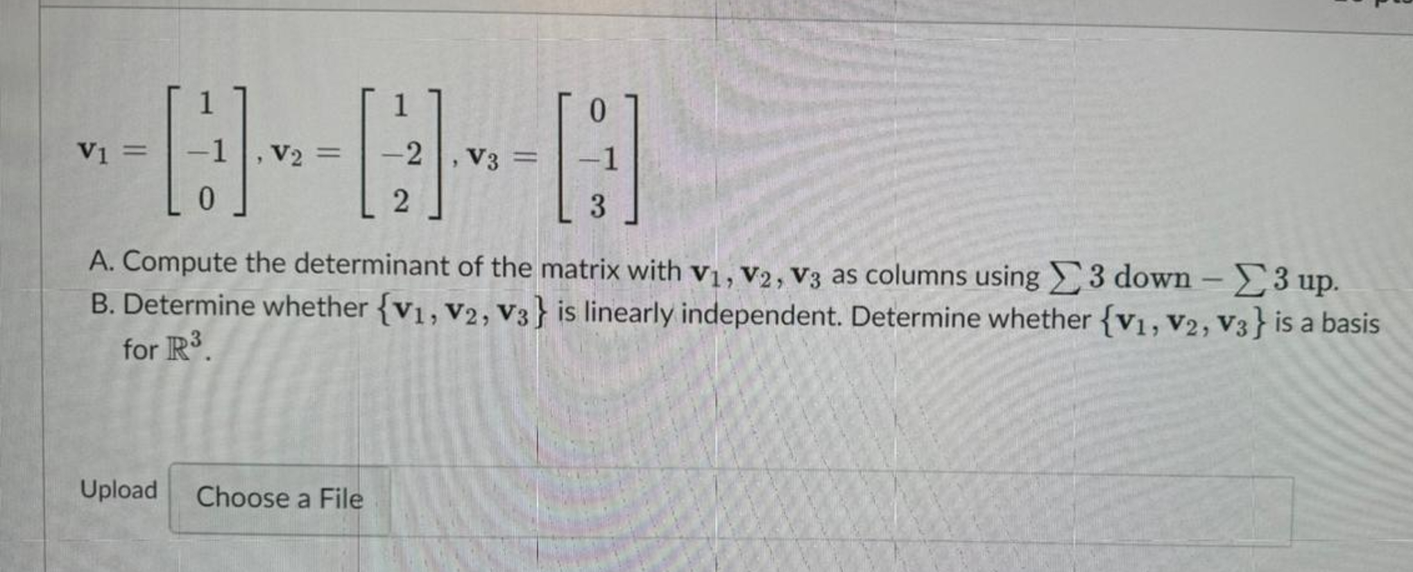 Solved v1=[1-10],v2=[1-22],v3=[0-13]A. ﻿Compute the | Chegg.com