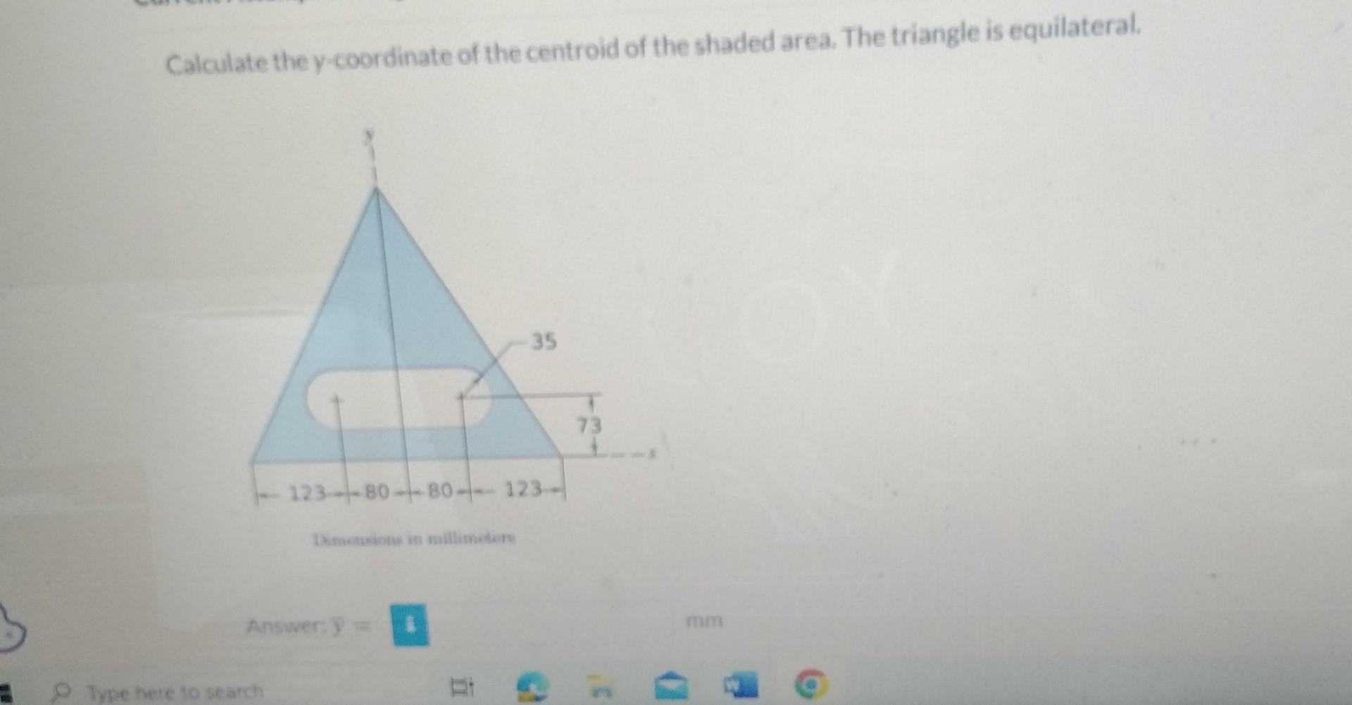Solved Calculate the y-coordinate of the centroid of the | Chegg.com