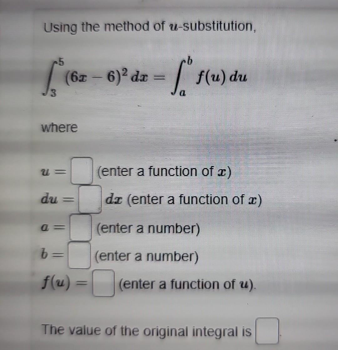 Solved Using the method of u-substitution, | Chegg.com