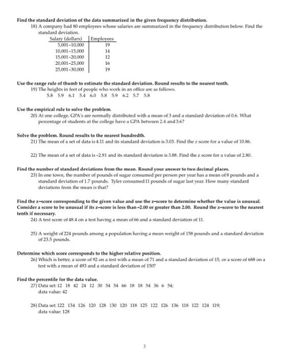 Solved Elementary Statistics Ch 3 Homework Find the mean for | Chegg.com
