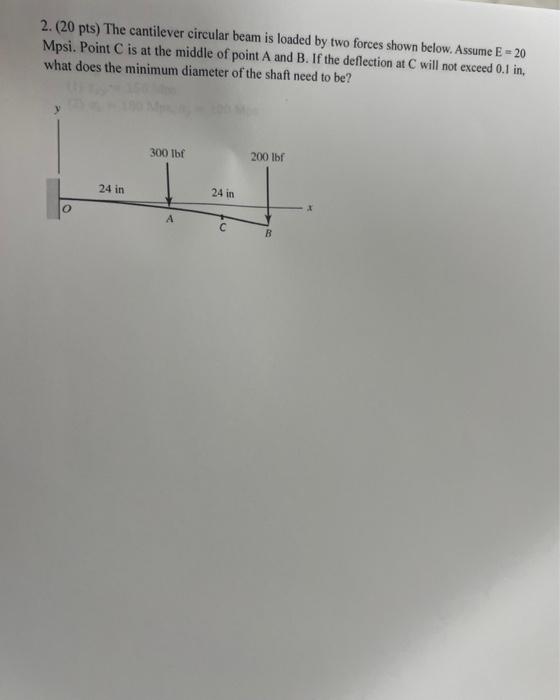 Solved 2. (20 pts) The cantilever circular beam is loaded by | Chegg.com