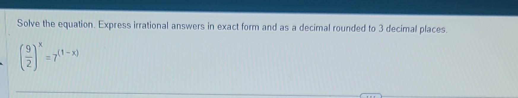 Solved Solve the equation. Express irrational answers in | Chegg.com