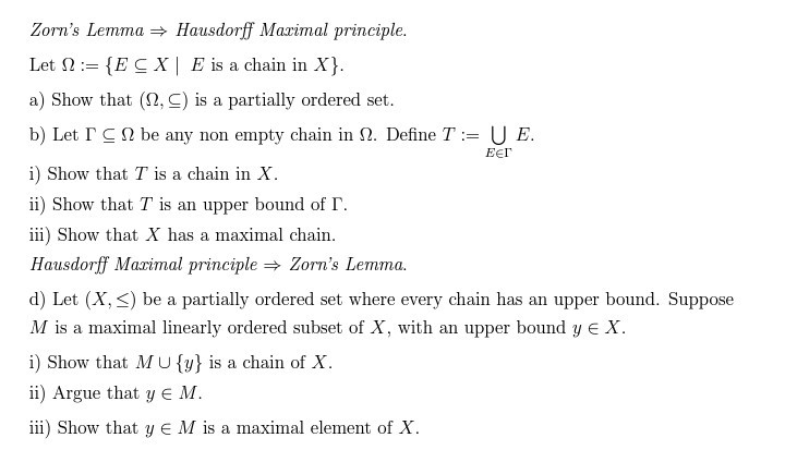 Solved Zorn's Lemma + Hausdorff Maximal principle. Let 12 := | Chegg.com