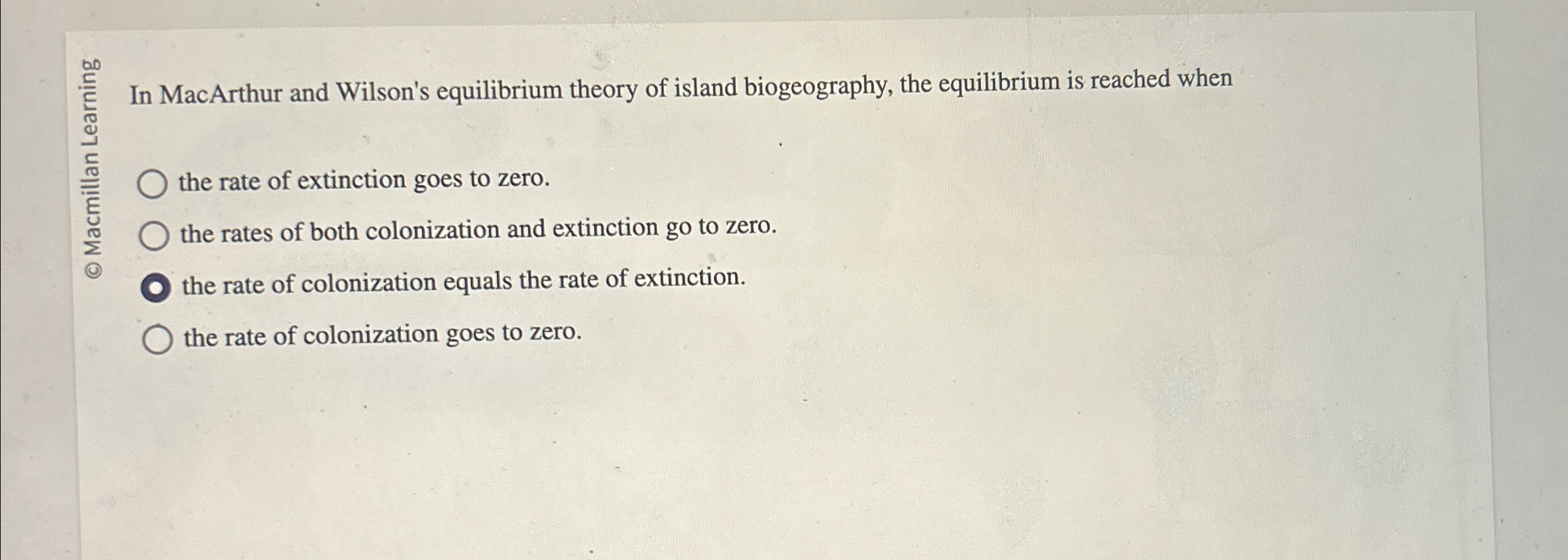 Solved In MacArthur and Wilson's equilibrium theory of | Chegg.com