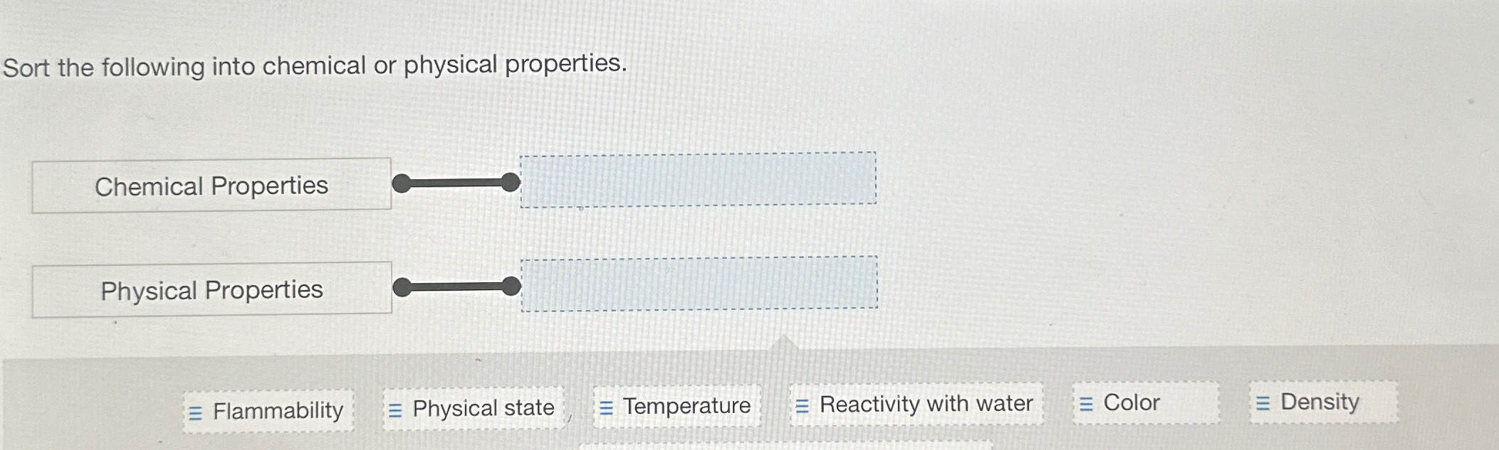 Solved Sort the following into chemical or physical | Chegg.com