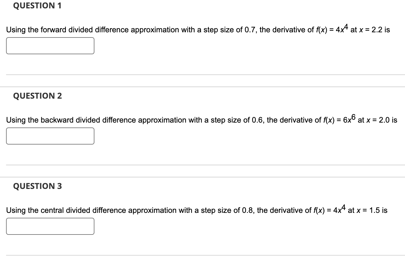 Solved QUESTION 1Using the forward divided difference | Chegg.com
