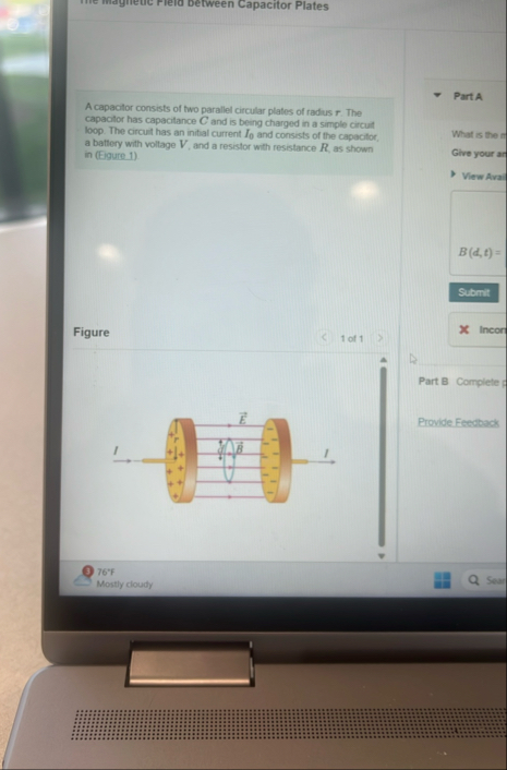 Solved 保A capacitor consists of two parallel circular plates | Chegg.com