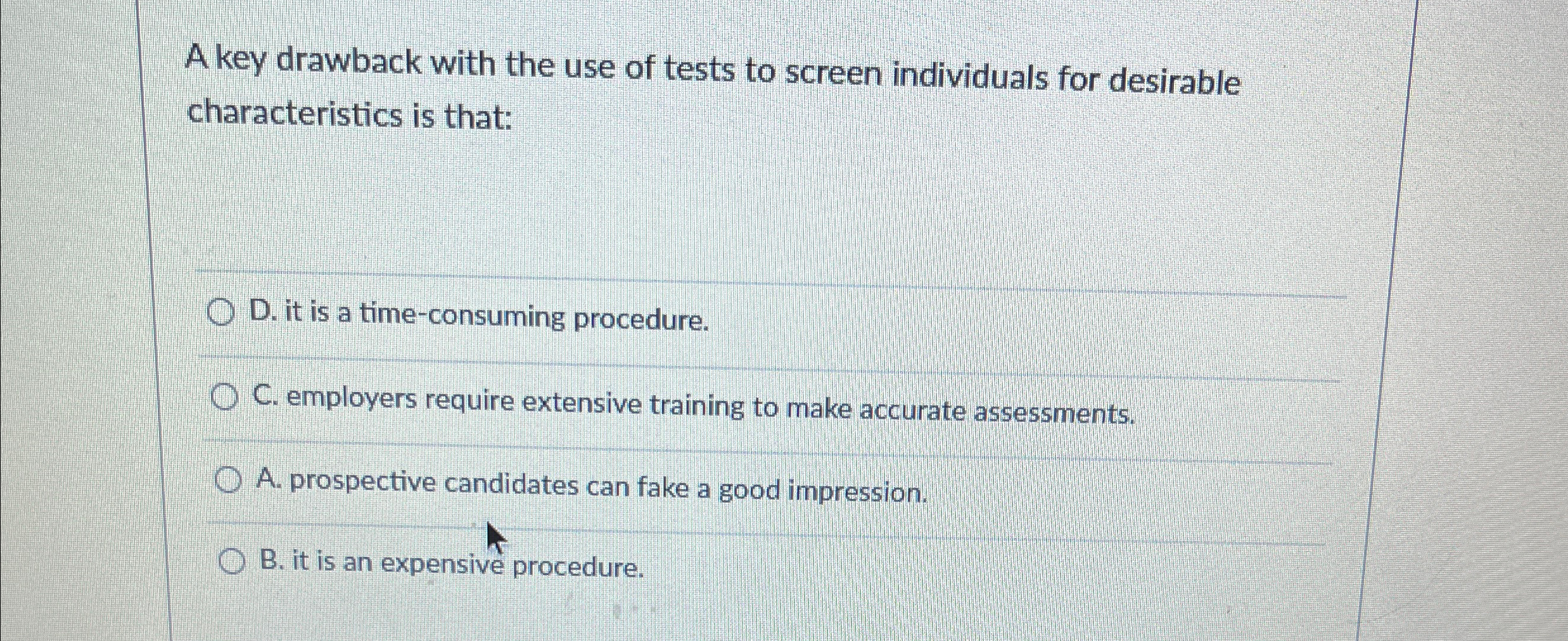 Solved A key drawback with the use of tests to screen | Chegg.com