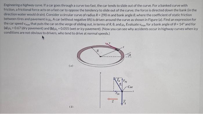 Solved Engineering a highway curve. If a car goes through a | Chegg.com