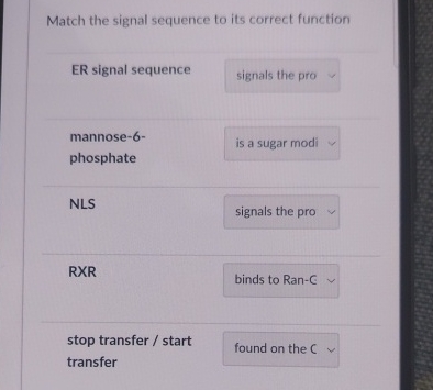 Solved Match the signal sequence to its correct functionER | Chegg.com
