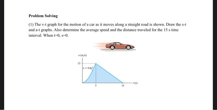 Solved Problem Solving (1) The v-t graph for the motion of a | Chegg.com