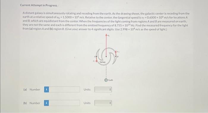 Solved A distant galaxy is simultaneously rotating and | Chegg.com