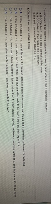 Solved Classily each of the following statements as true or | Chegg.com