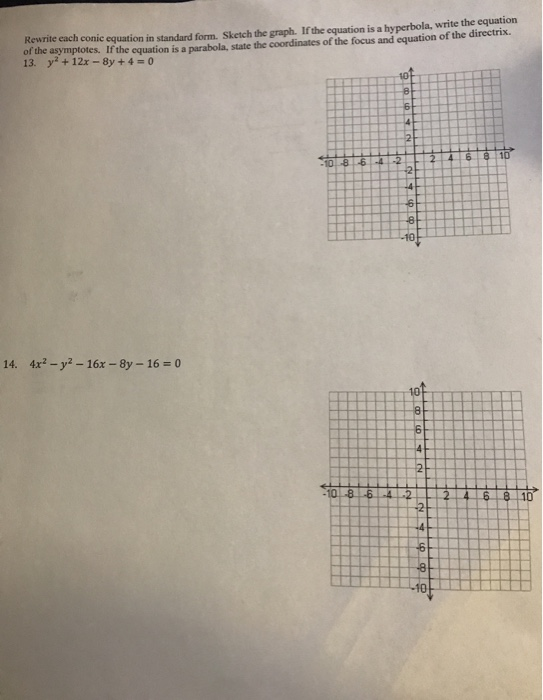 Solved Rewrite each conic equation in standard form. Sketch | Chegg.com