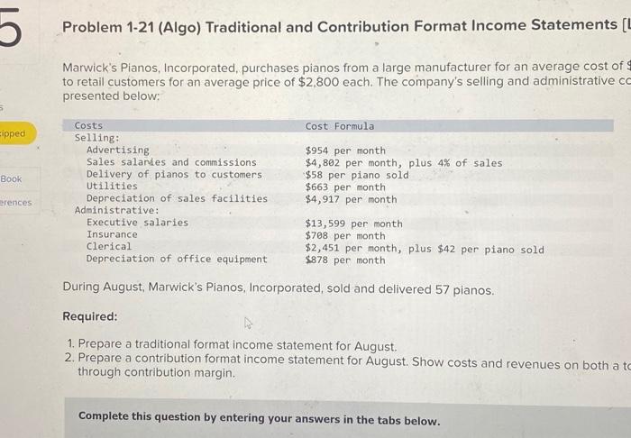 Solved Problem 1-21 (Algo) Traditional and Contribution | Chegg.com