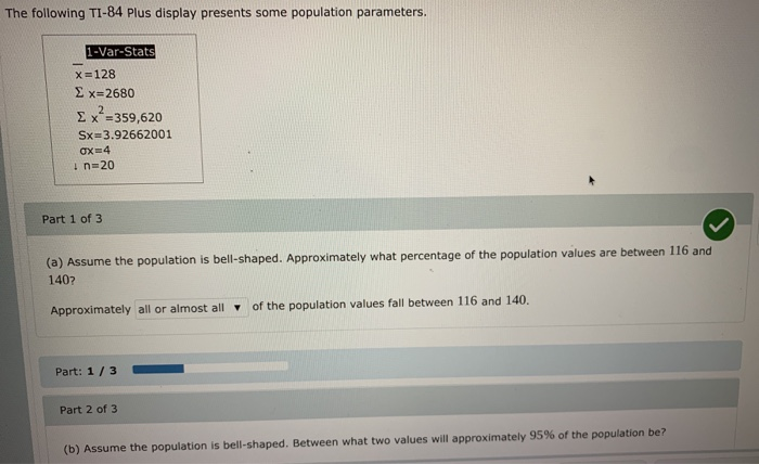 Solved The following TI-84 Plus display presents some | Chegg.com